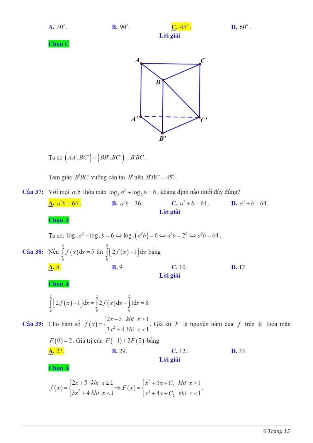 Đề thi toán thpt quốc gia 2021 có đáp án chi tiết các mã đề