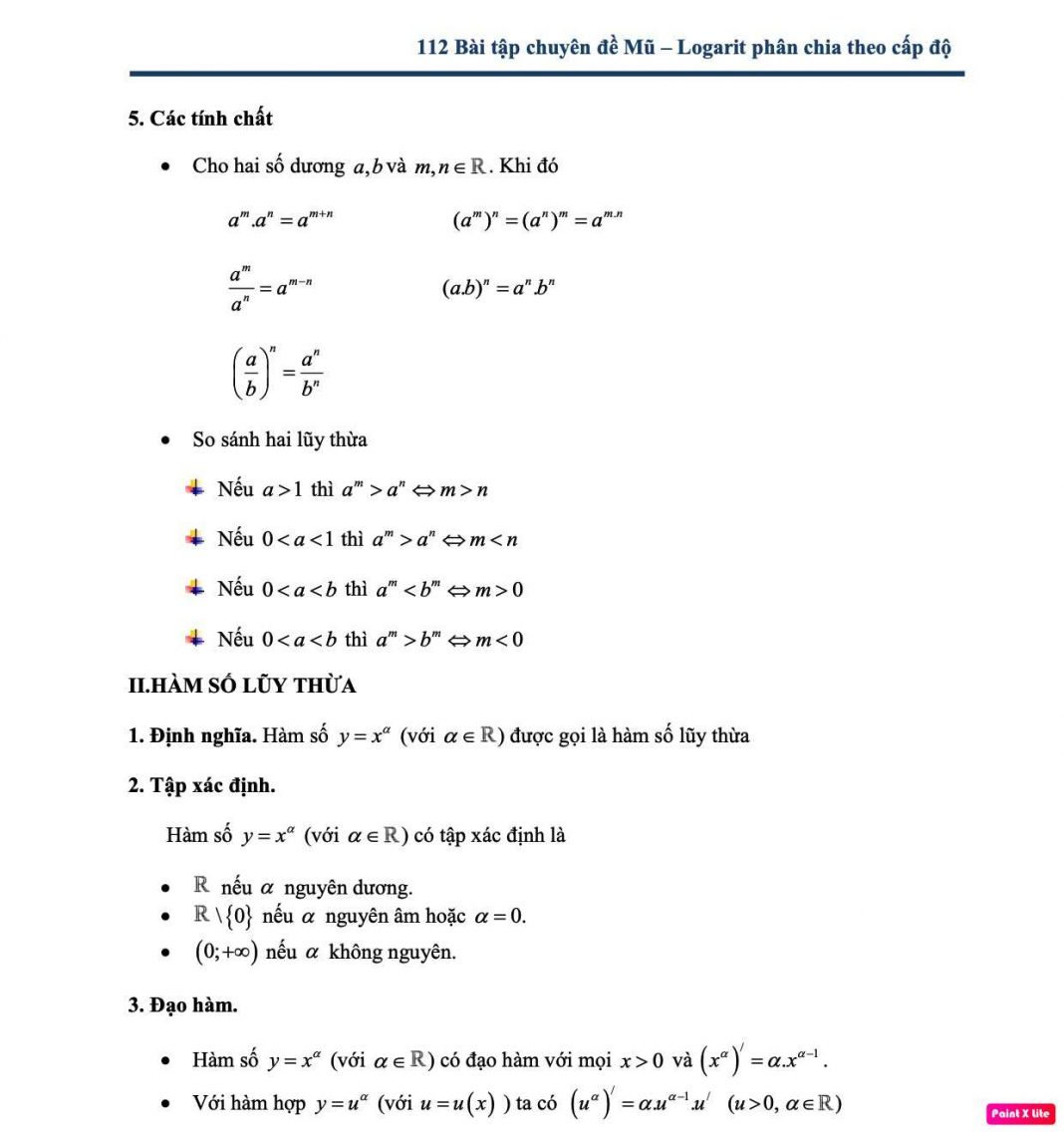 Bài tập phương trình mũ, bài tập logarit lớp 12 có đáp án