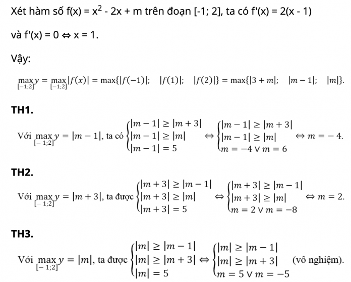 Tìm m để hàm số đạt giá trị lớn nhất giá trị nhỏ nhất